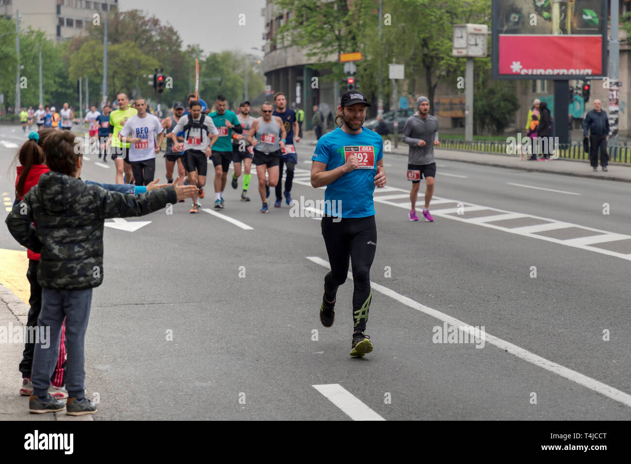 Serbia, April 14th 2019: The 32nd Belgrade Marathon participants ...