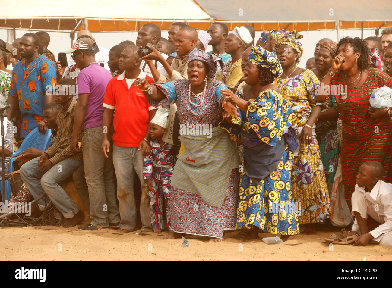 Voodoo festival Ouidah, Benin. Music, dance, singing at the beach to ...