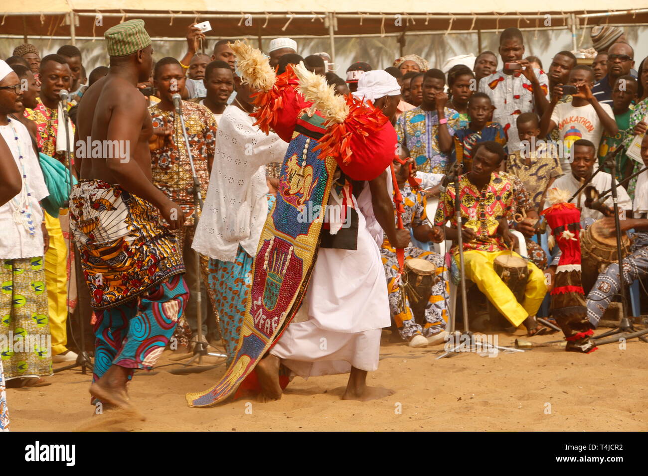 Voodoo festival Ouidah, Benin. Music, dance, singing at the beach to ...