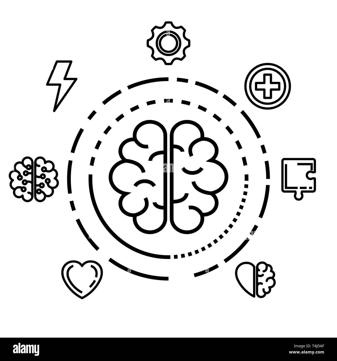 label with health brain to health mind Stock Vector Image & Art - Alamy