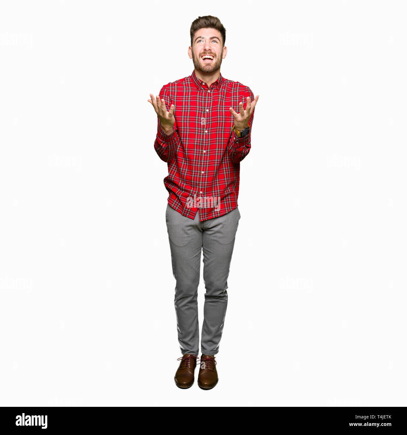 Angry man shouting hands raised Cut Out Stock Images & Pictures - Alamy