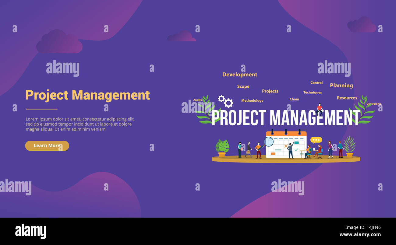 project management concept with business calendar and team people for ...