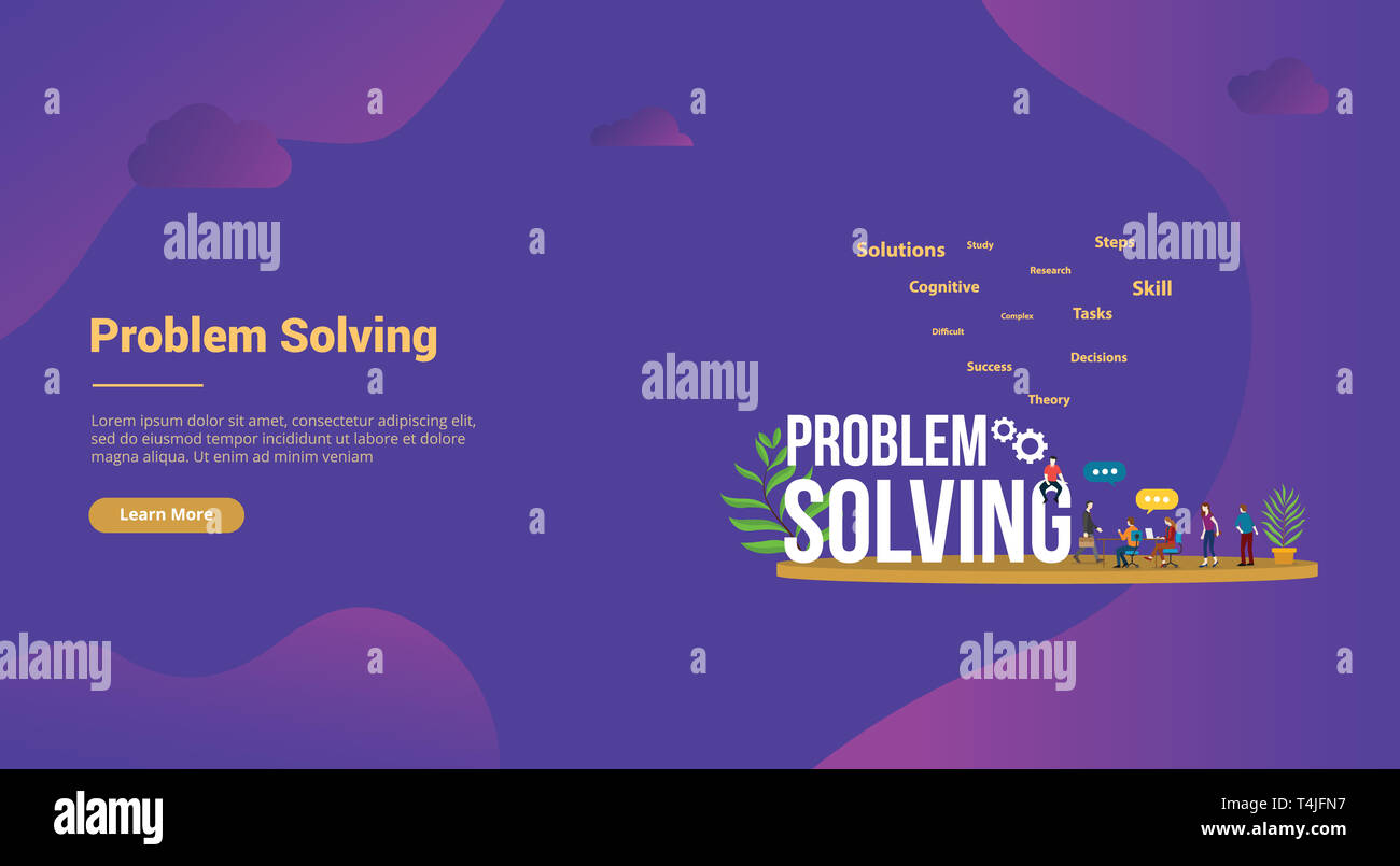 problem solving business concept with big word text and team people for ...