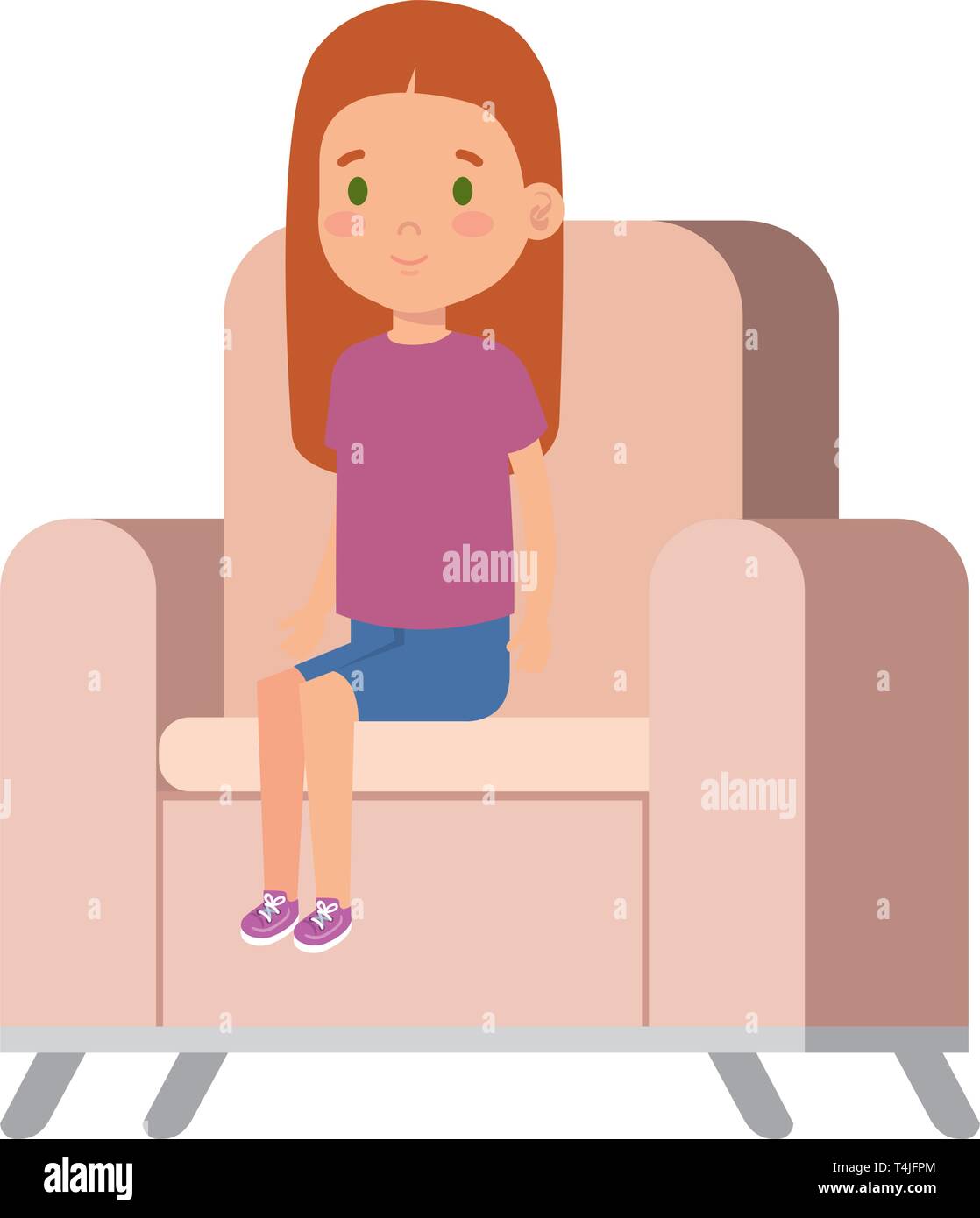 little girl sitting in sofa character Stock Vector Image & Art - Alamy