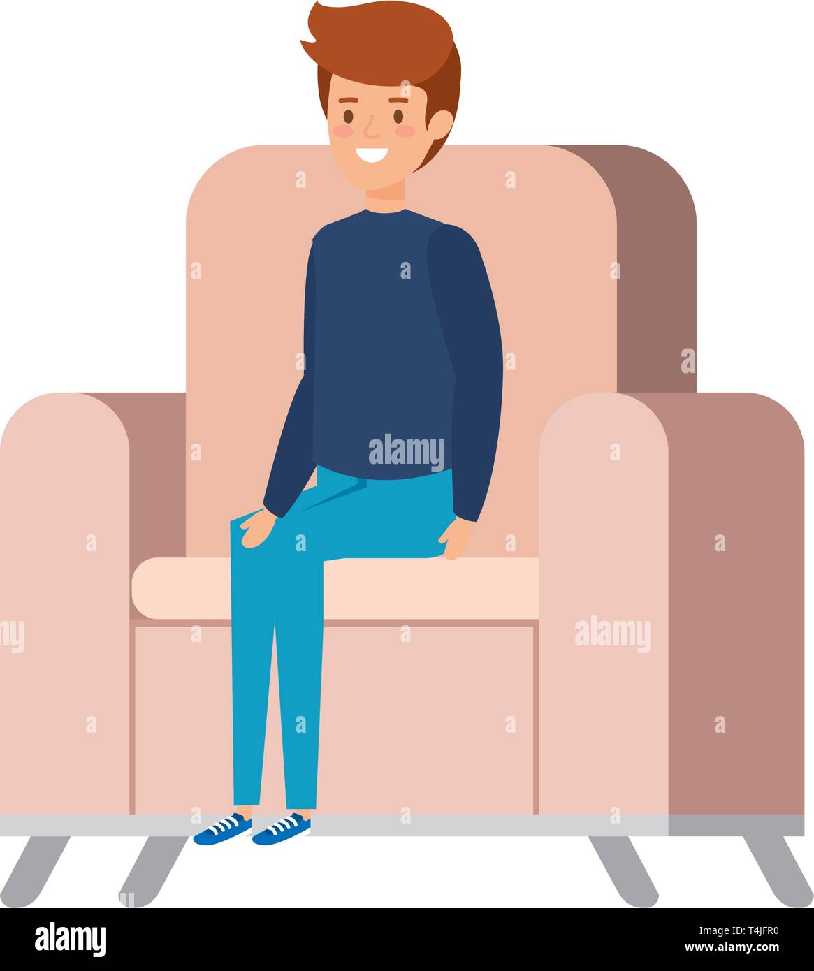 little boy sitting in sofa character Stock Vector Image & Art - Alamy