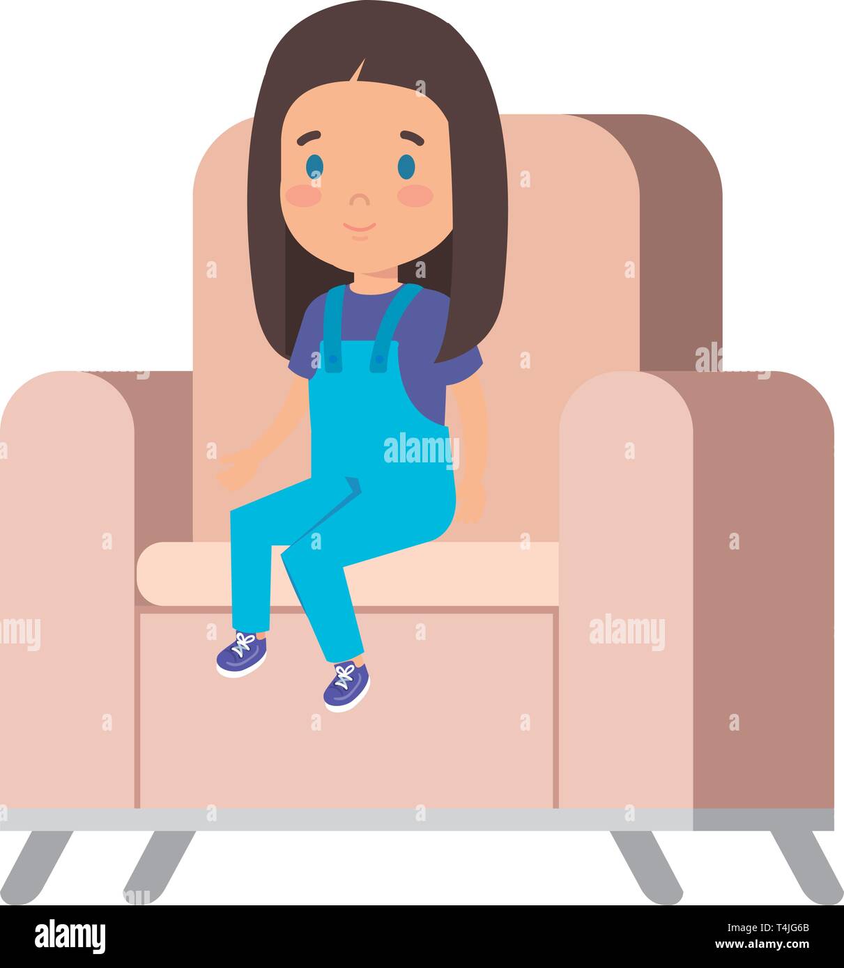 little girl sitting in sofa character Stock Vector Image & Art - Alamy
