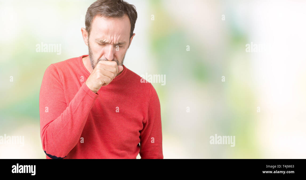Handsome middle age hoary senior man wearing winter sweater over ...