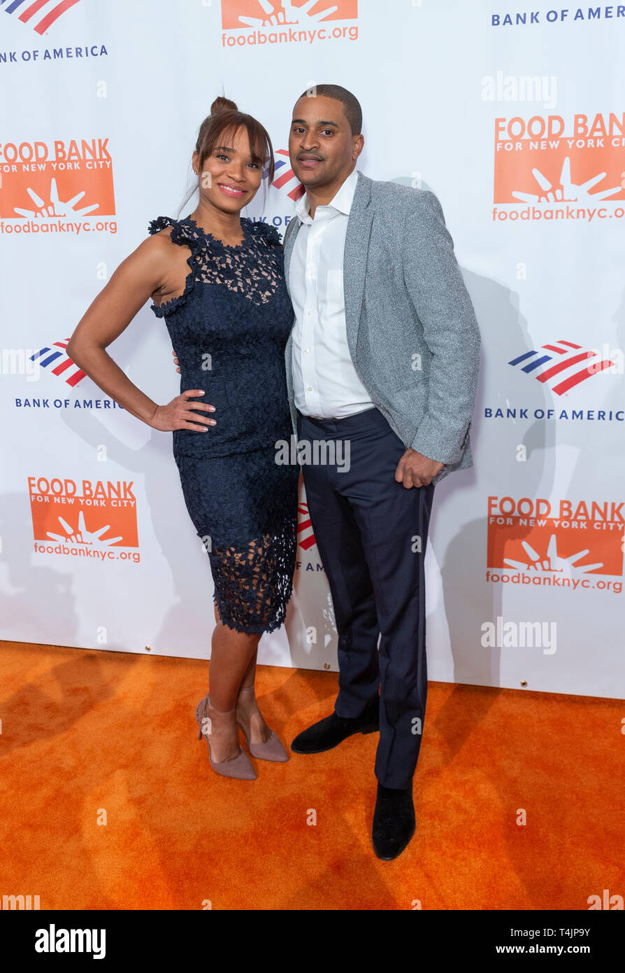 New York, NY - April 16, 2019: Chef JJ Johnson (R) attends Food Bank ...