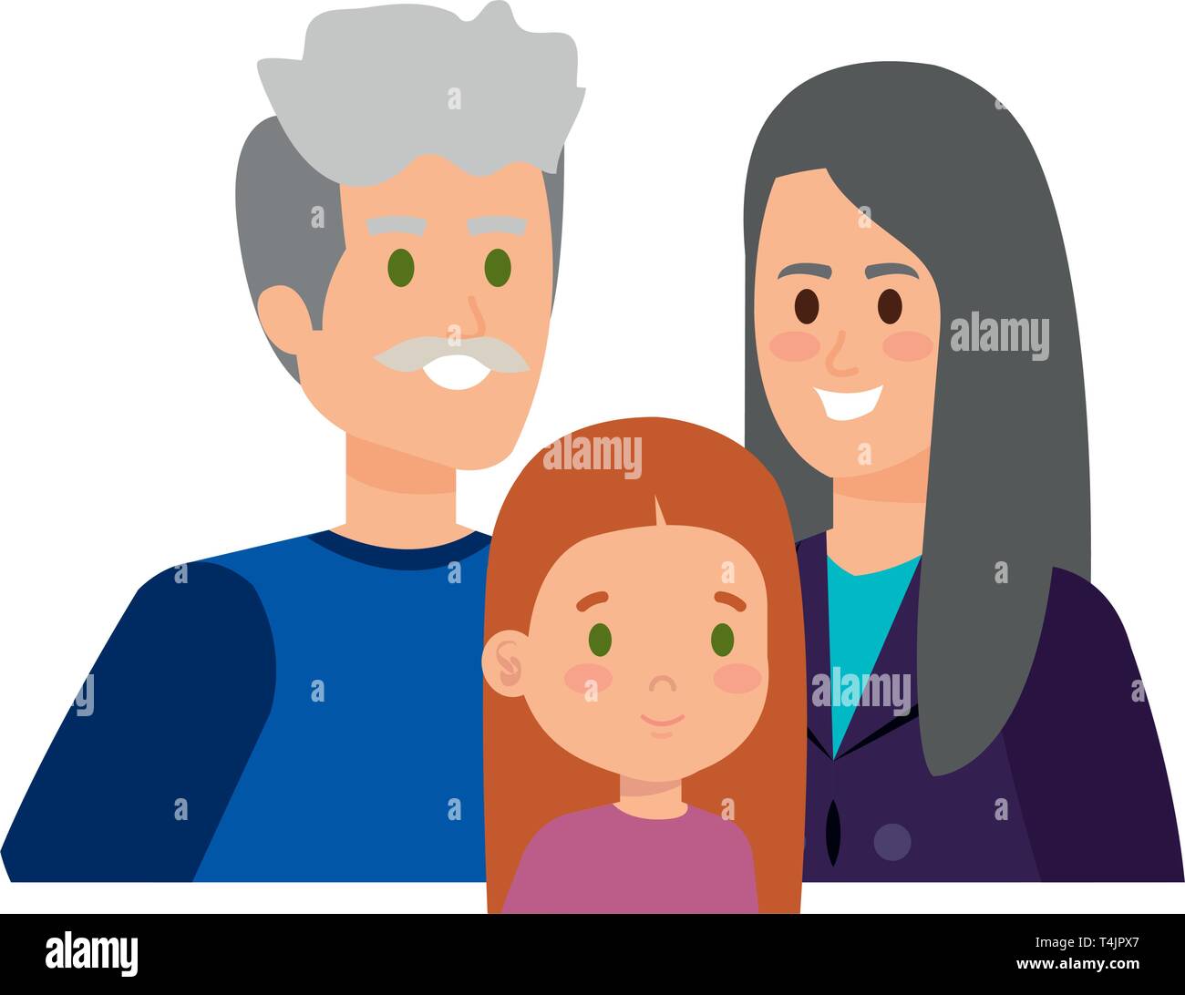 cute grand parents couple with grandaughter Stock Vector Image & Art ...