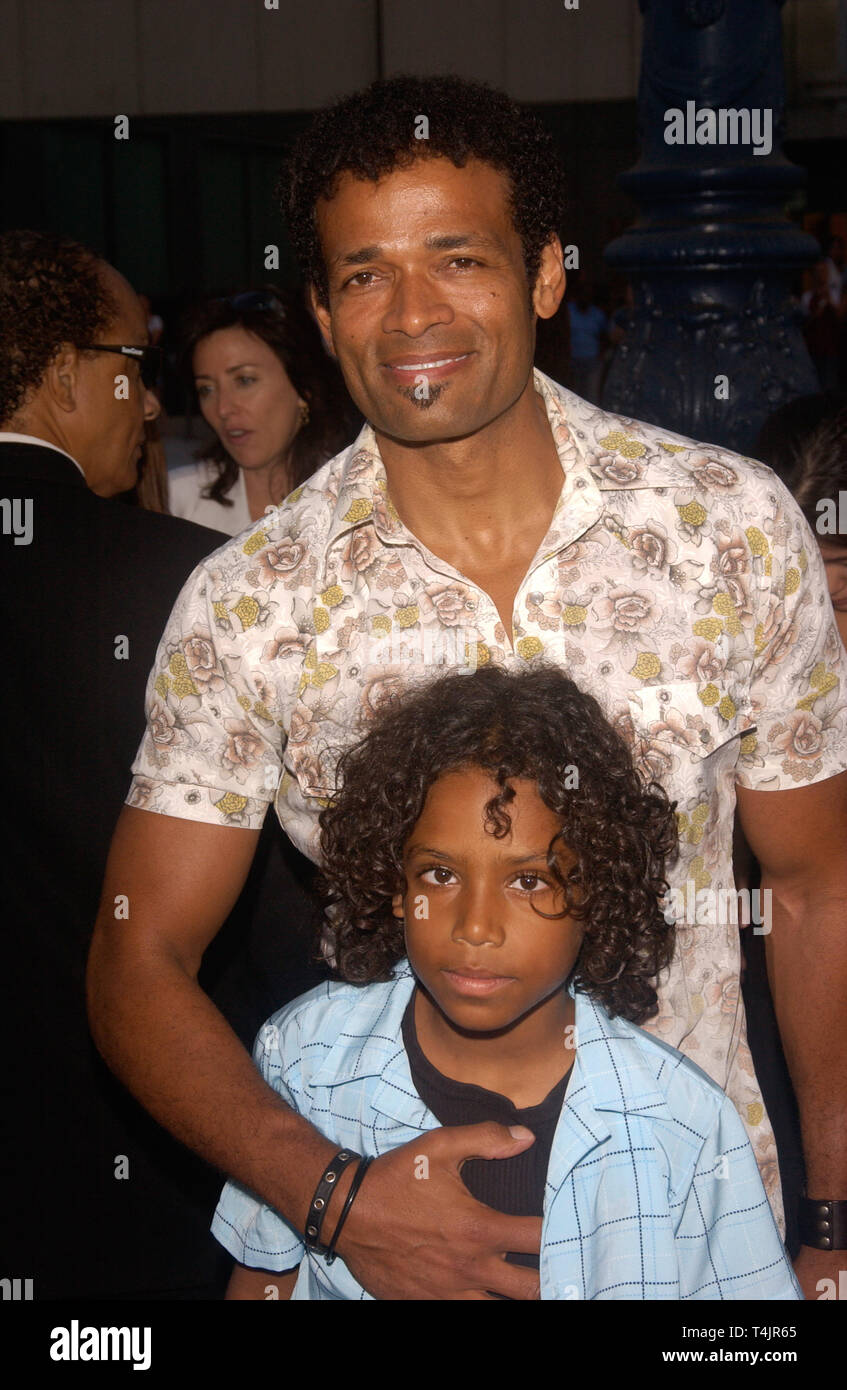 LOS ANGELES, CA. July 22, 2004: Actor MARIO VAN PEEBLES & son at the ...
