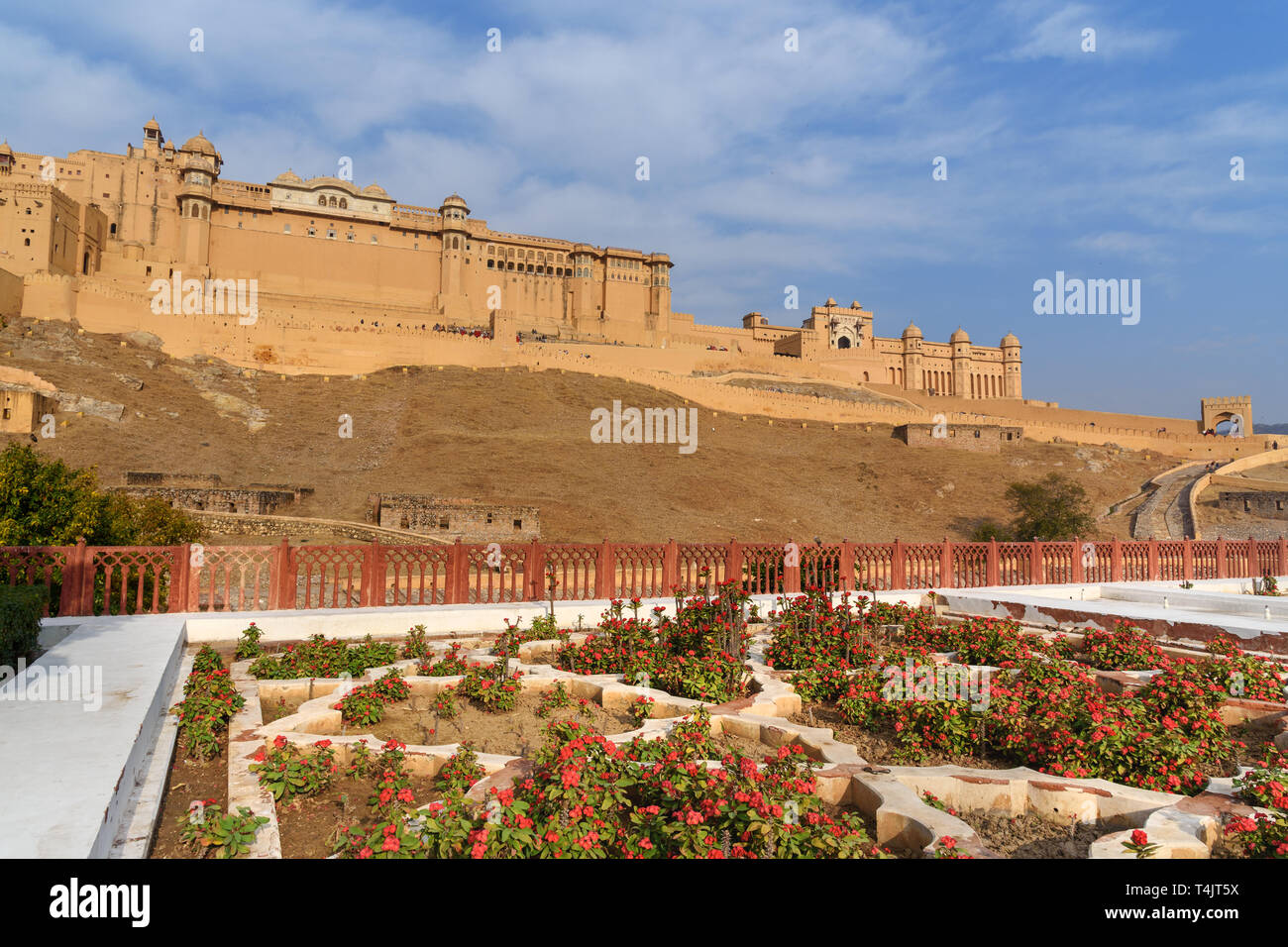 View of Amber fort and palace from Kesar Kyari Bagh garden on Maotha ...
