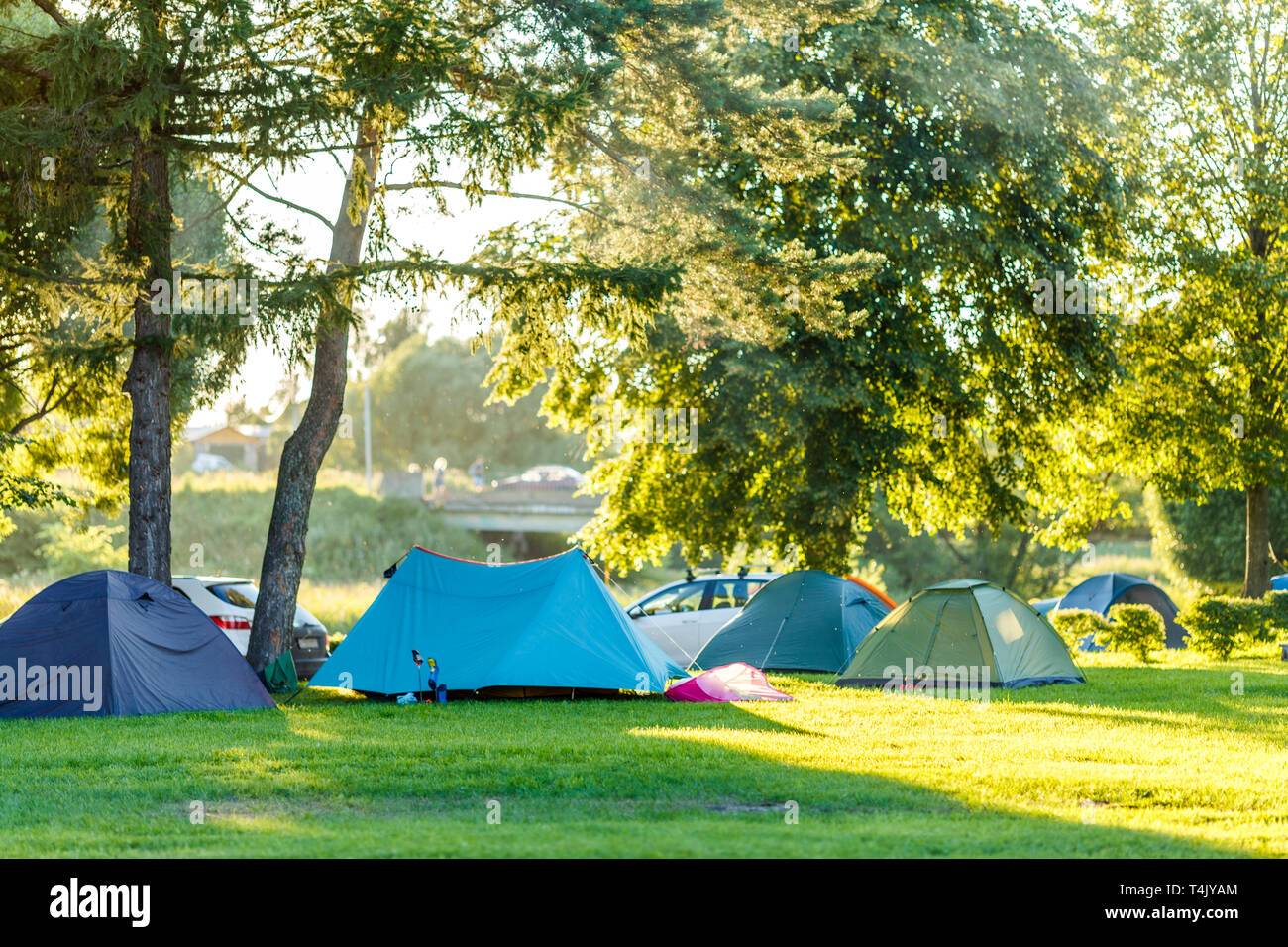 Tents Camping area in beautiful natural place Stock Photo - Alamy