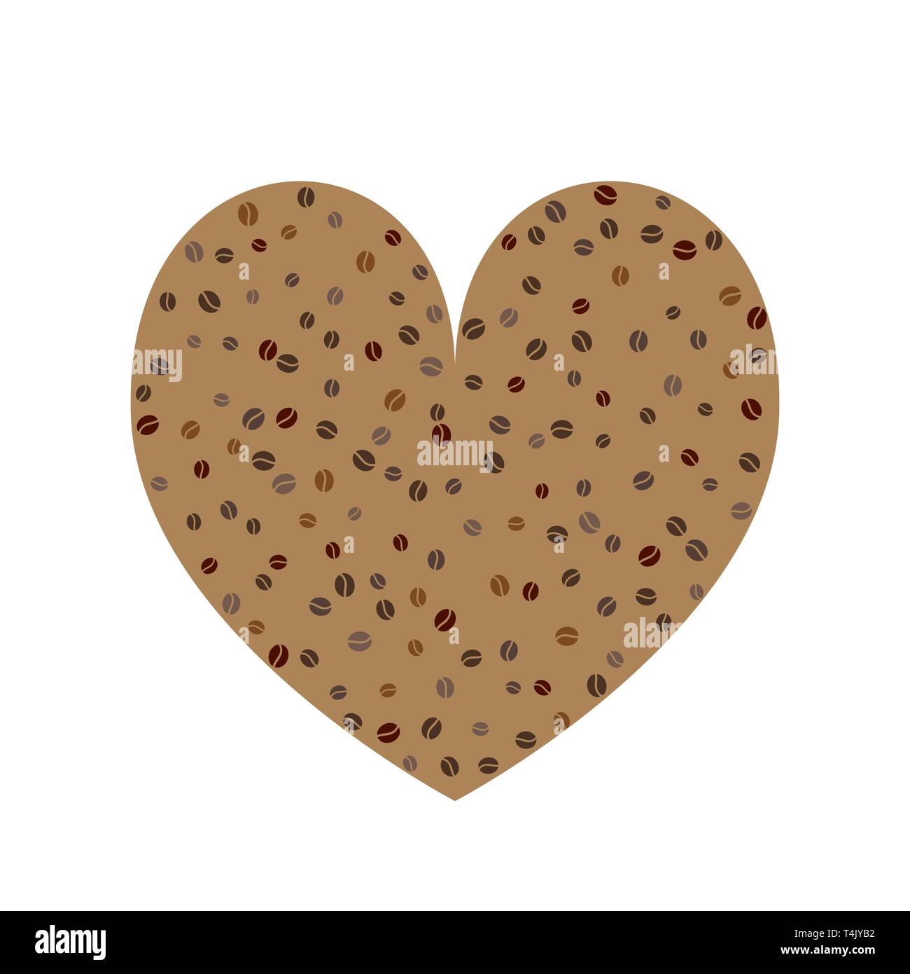 Coffee beans icon. Vector illustration. Valentines day. Shape of heart ...