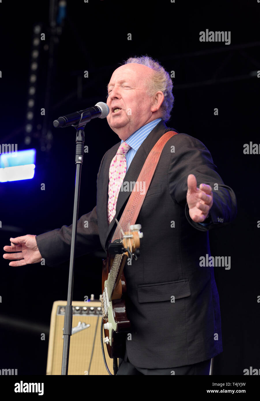 Peter Langford of the Barron Knights performing at Wychwood festival ...