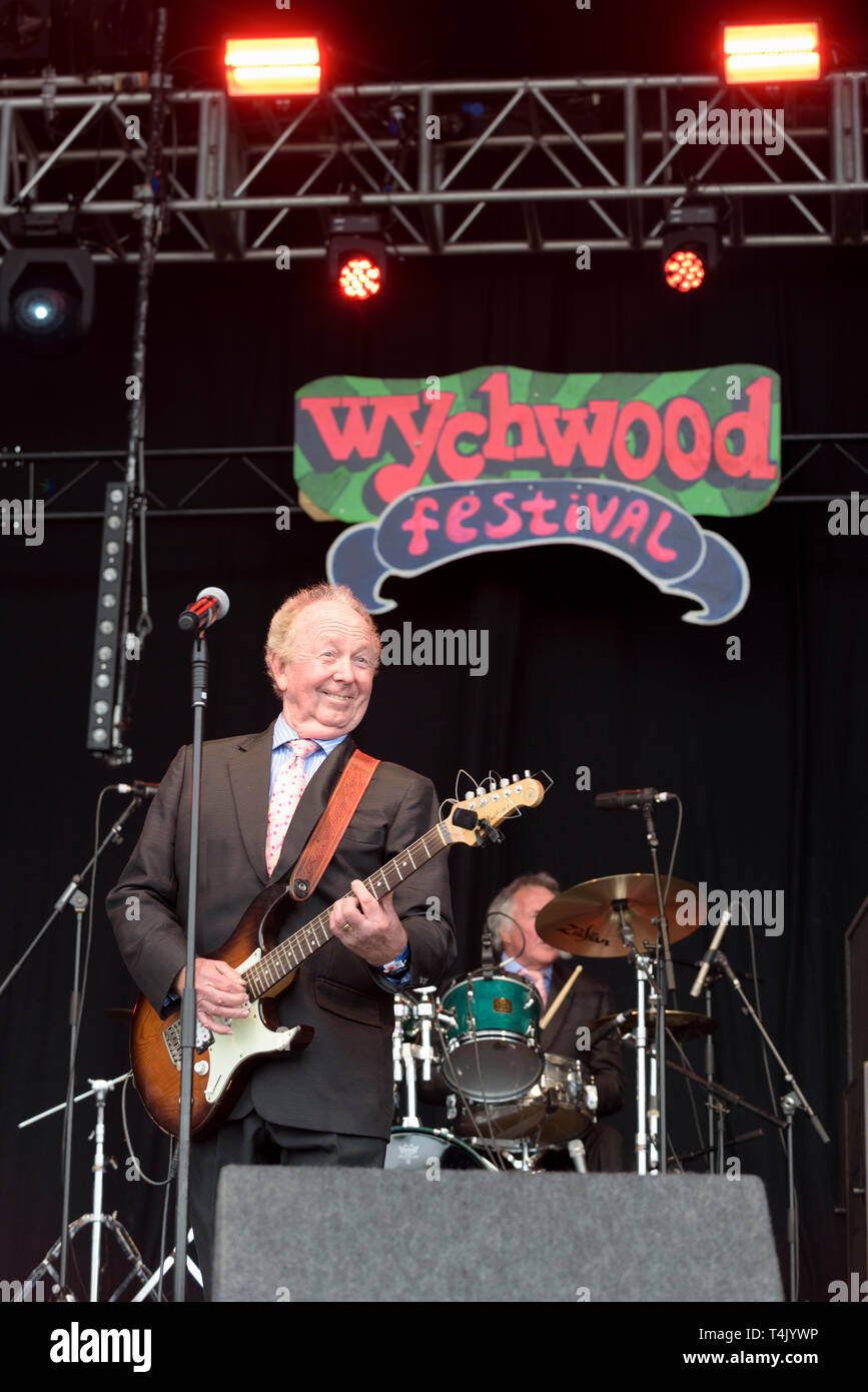 Peter Langford of the Barron Knights performing at Wychwood festival ...