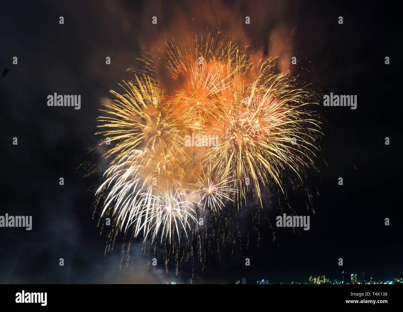 Beautiful pyro show fireworks in hi-res stock photography and images ...