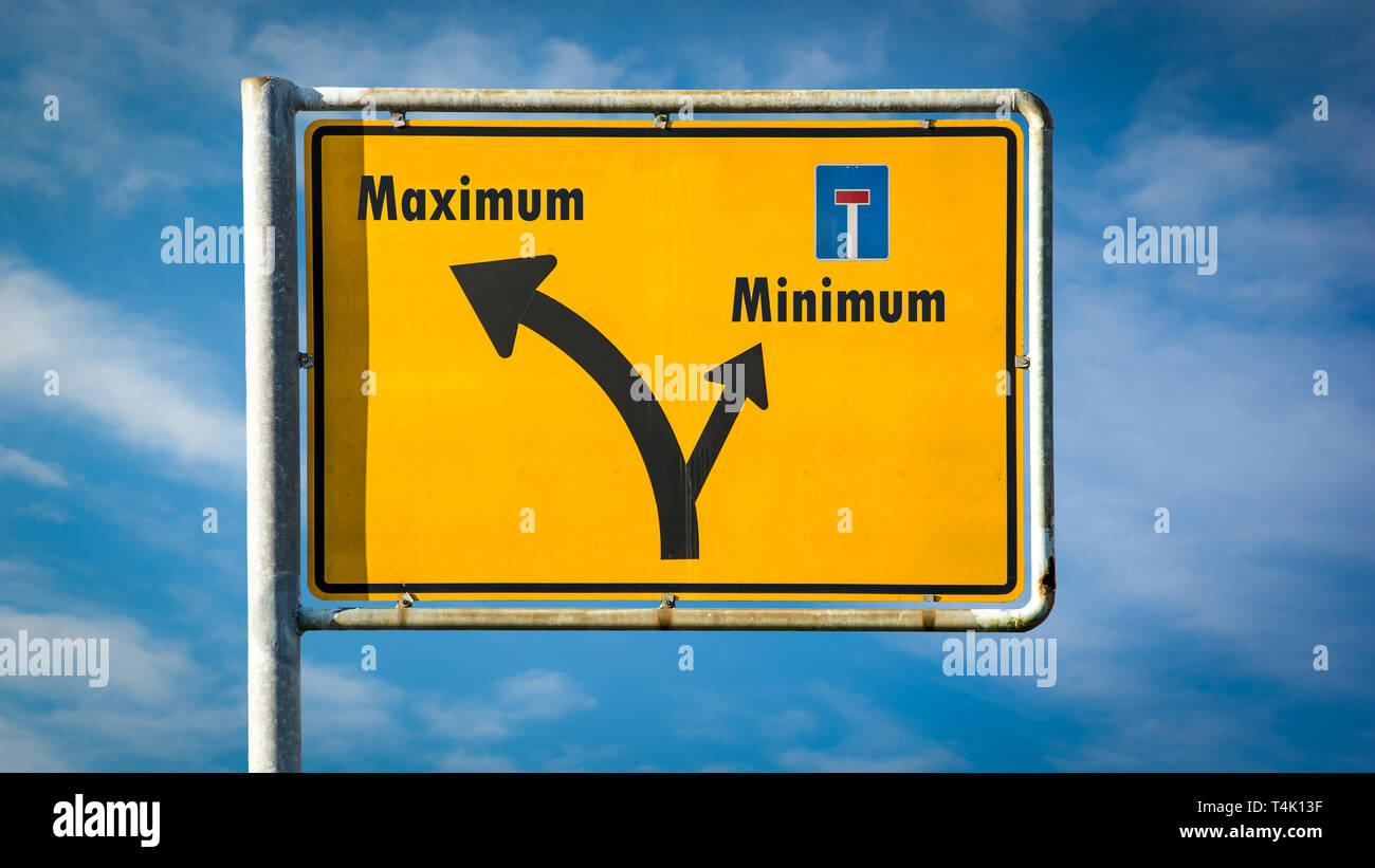Street Sign Maximum versus Minimum Stock Photo - Alamy
