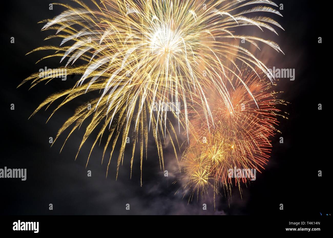 Beautiful pyro show fireworks in hi-res stock photography and images ...
