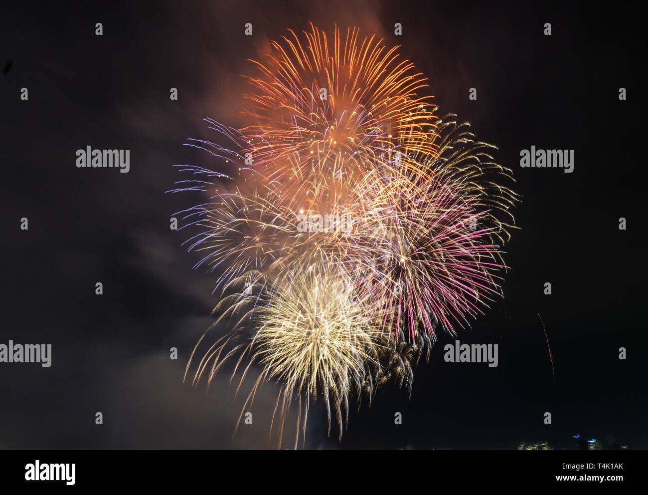 Beautiful pyro show fireworks in hi-res stock photography and images ...