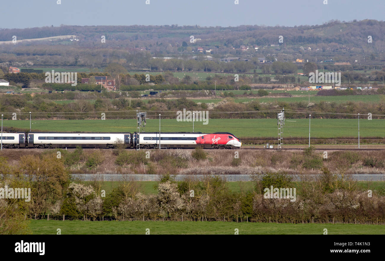A general view of a Virgin Class 390 Pendolino train passing near ...
