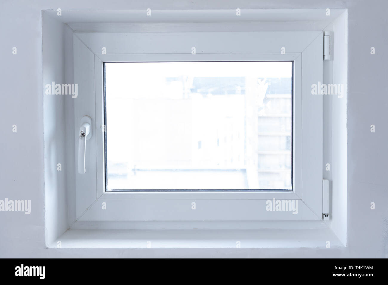 white plastic PVC window indoors close-up Stock Photo - Alamy