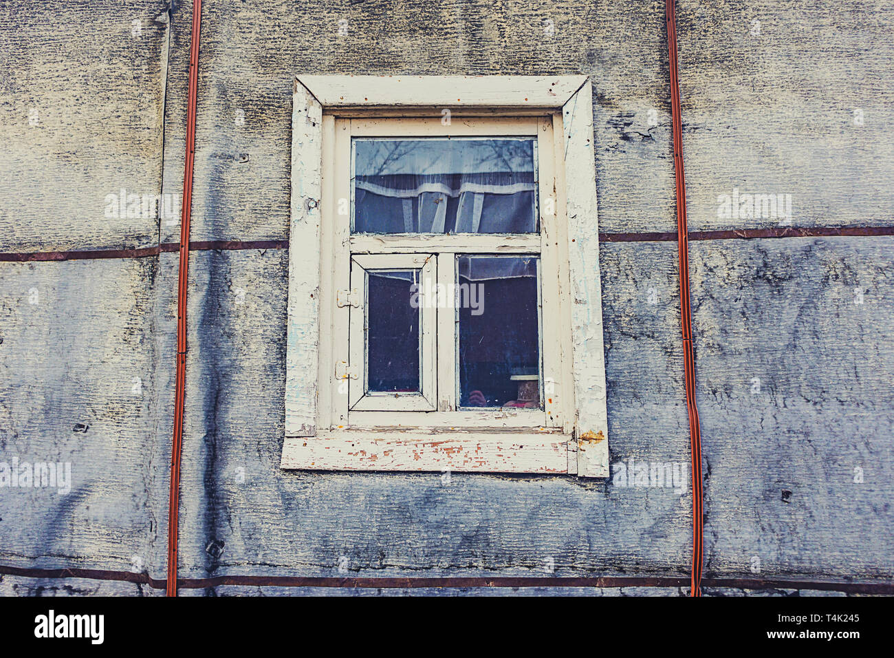old village house window, ruined house with preserved window Stock ...