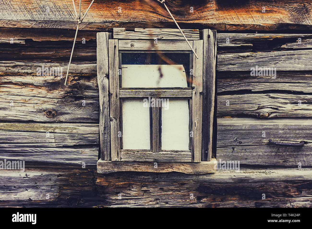old village house window, ruined house with preserved window Stock ...