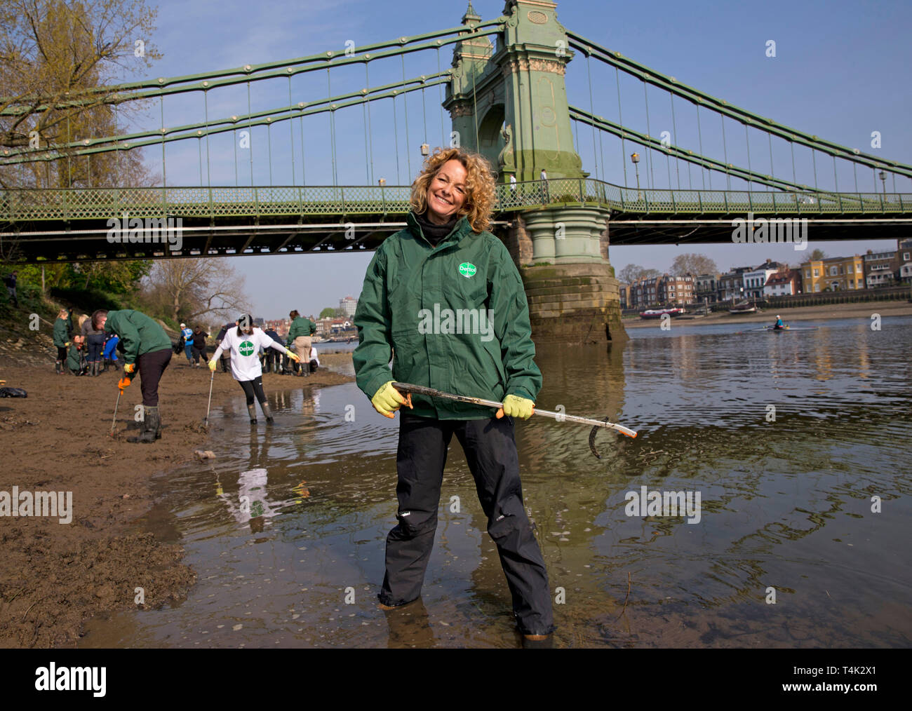 Kate Humble helps a team of people pick up litter during a special ...