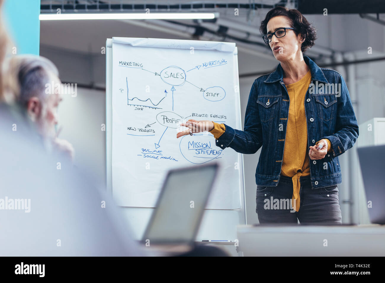 Female executive putting her ideas during meeting in boardroom ...