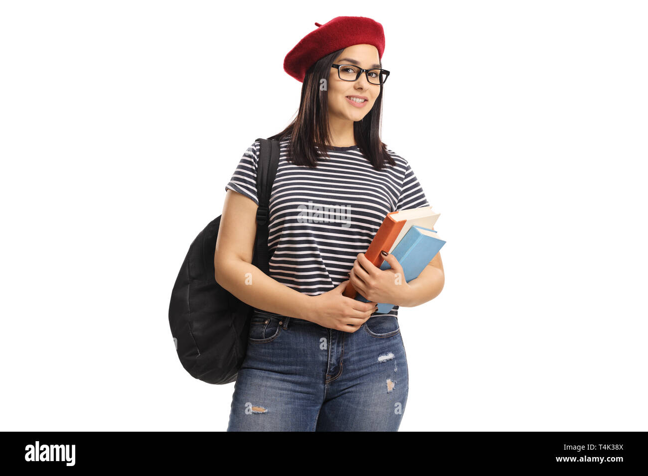 Beautiful female posing books standing hi-res stock photography and ...