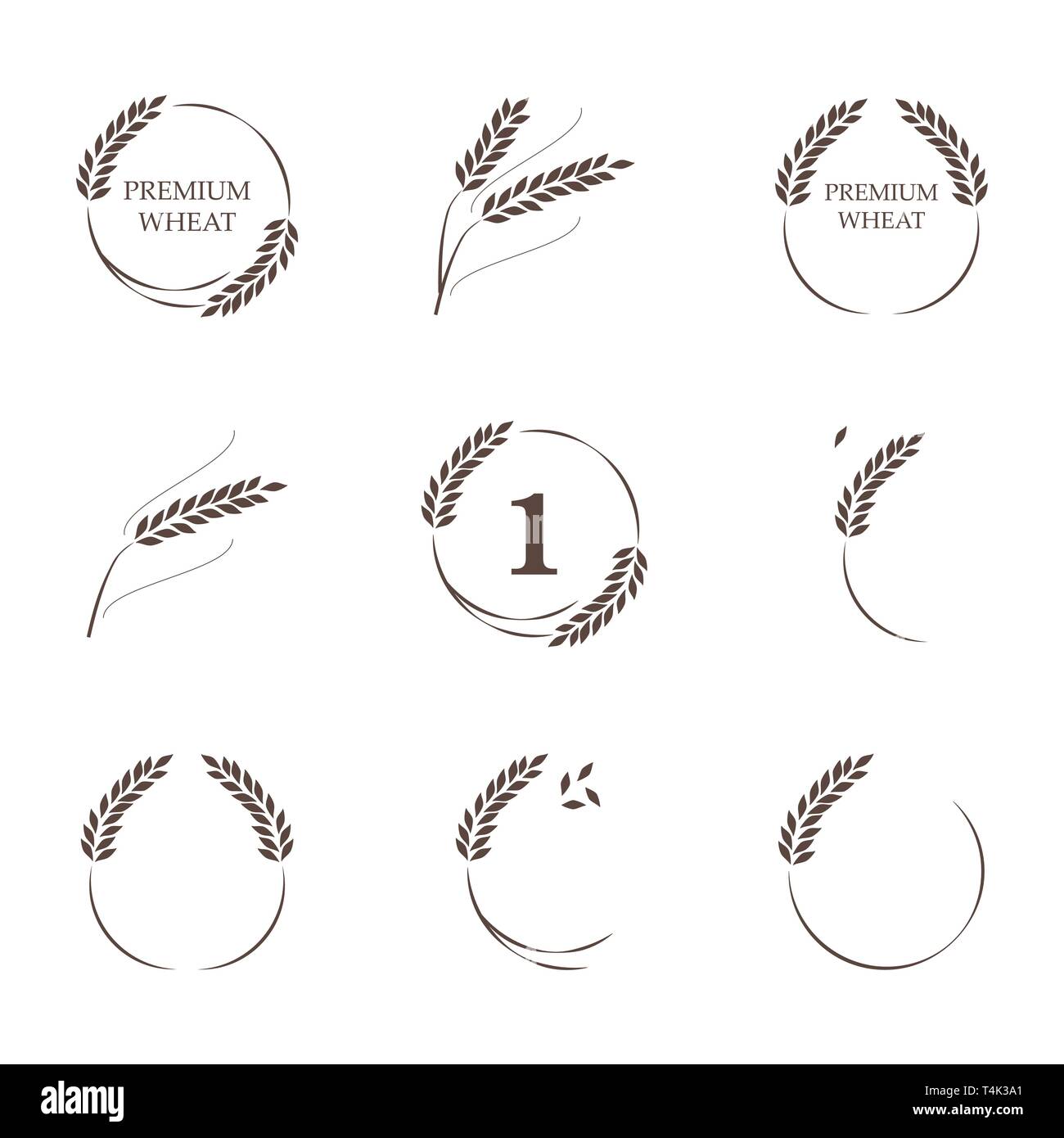 Symbols for logo design Wheat. Agriculture, corn, barley, stalks ...
