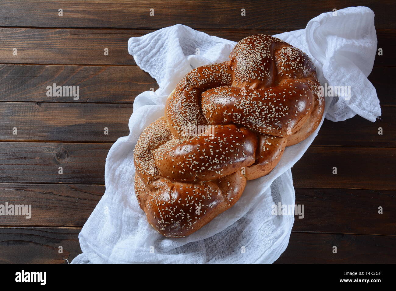 Homemade challah bread with sesame seeds. Jewish traditional bread for ...