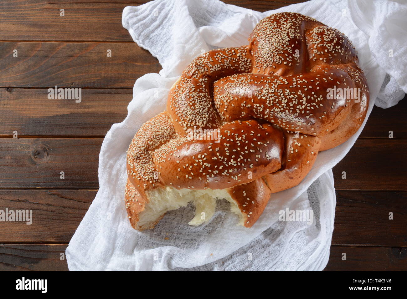 Homemade challah bread with sesame seeds. Jewish traditional bread for ...