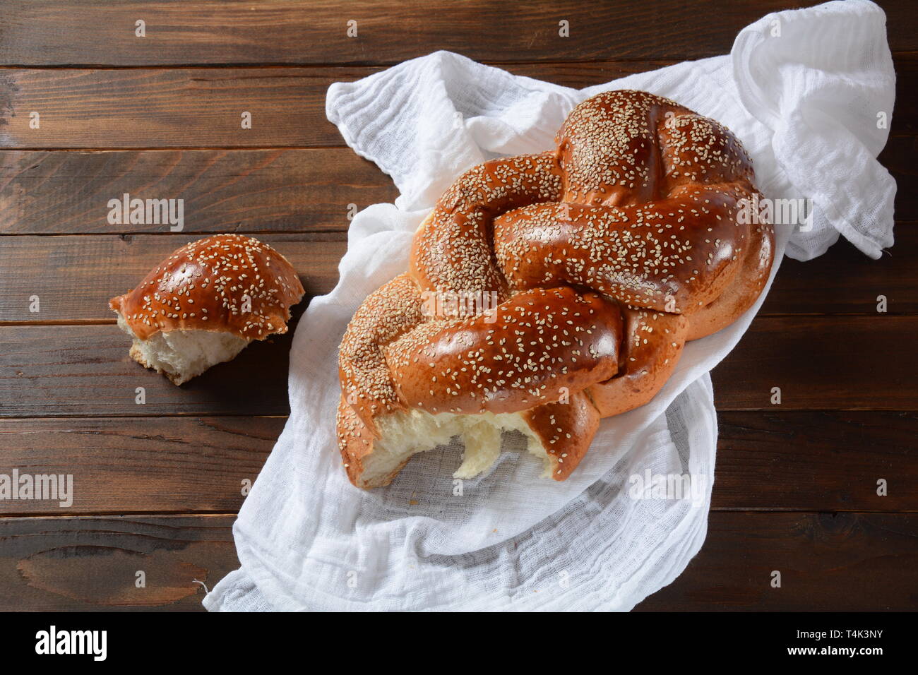 Homemade challah bread with sesame seeds. Jewish traditional bread for ...