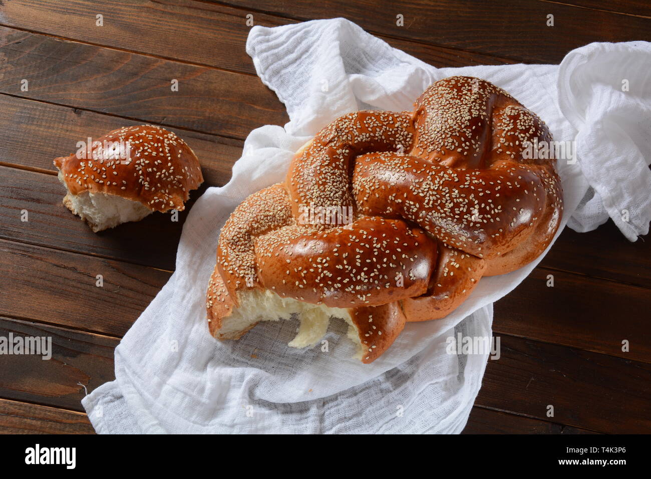 Homemade challah bread with sesame seeds. Jewish traditional bread for ...