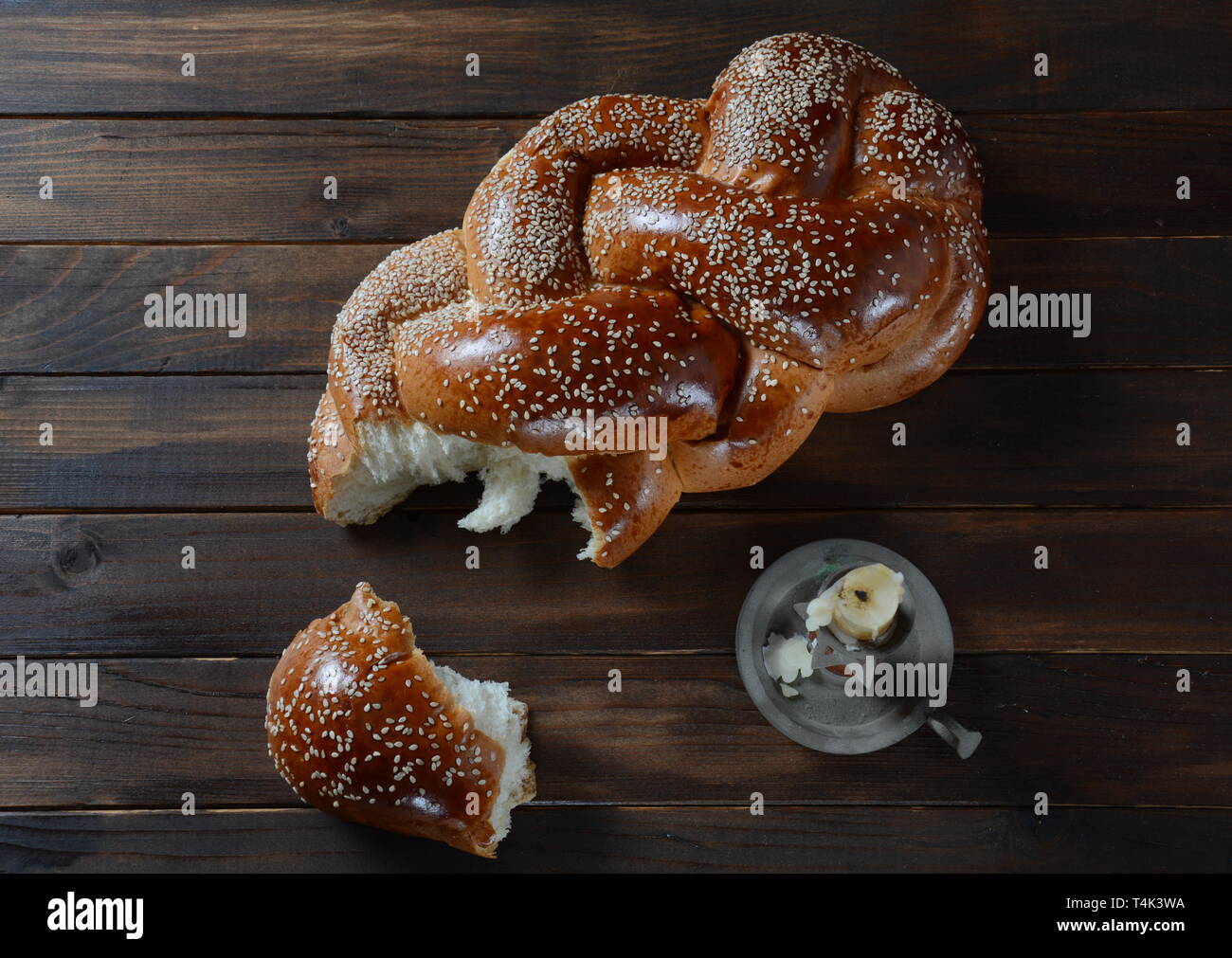 Homemade challah bread with sesame seeds. Jewish traditional bread for ...