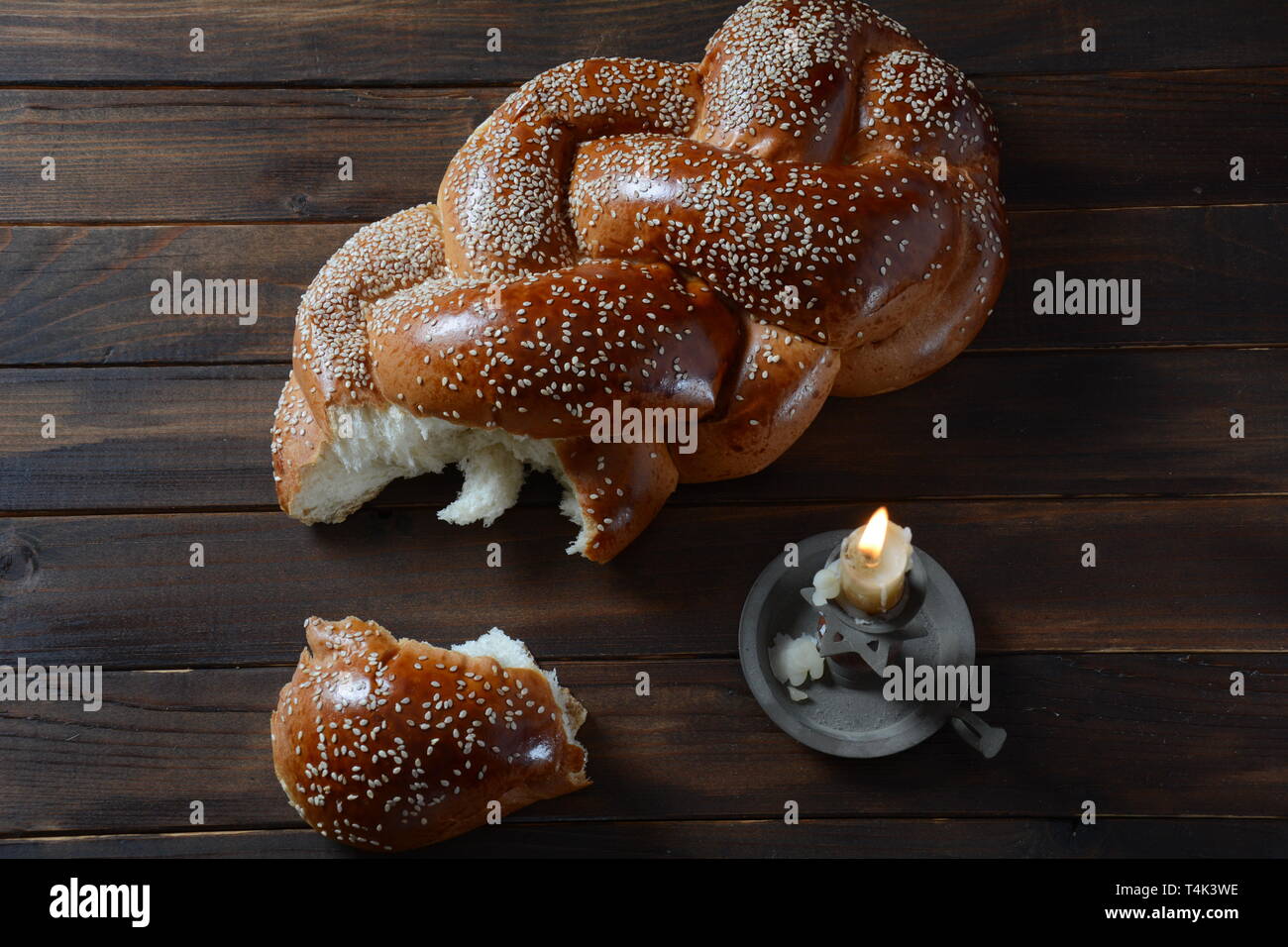 Homemade challah bread with sesame seeds. Jewish traditional bread for ...