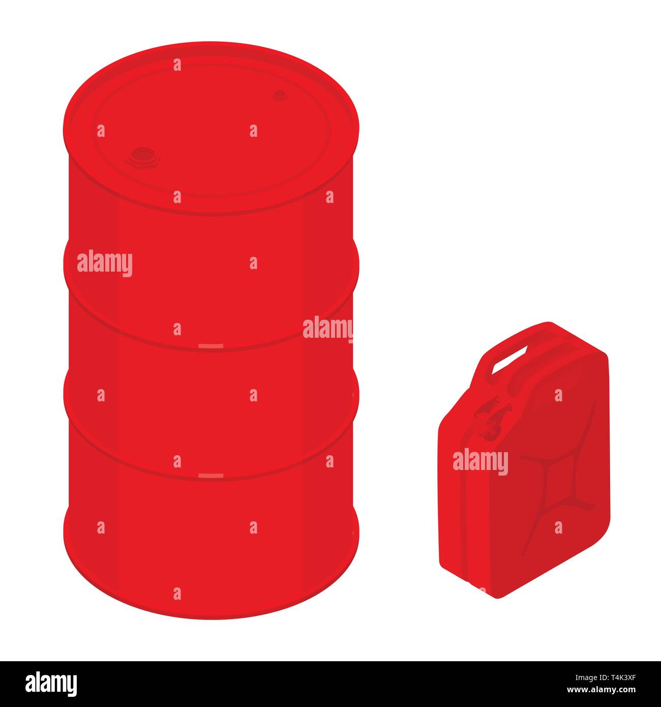 Oil barrel and jerrycan with fuel containers or storage set isolated on ...