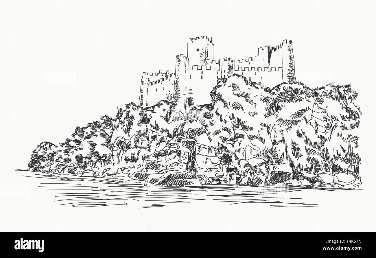 Castle line drawing hi-res stock photography and images - Alamy
