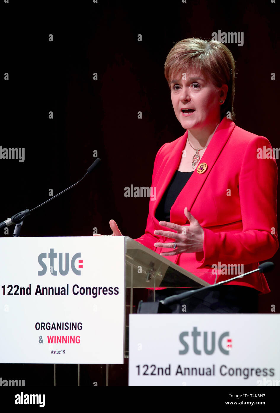 First Minister of Scotland Nicola Sturgeon addresses the Scottish Trade ...