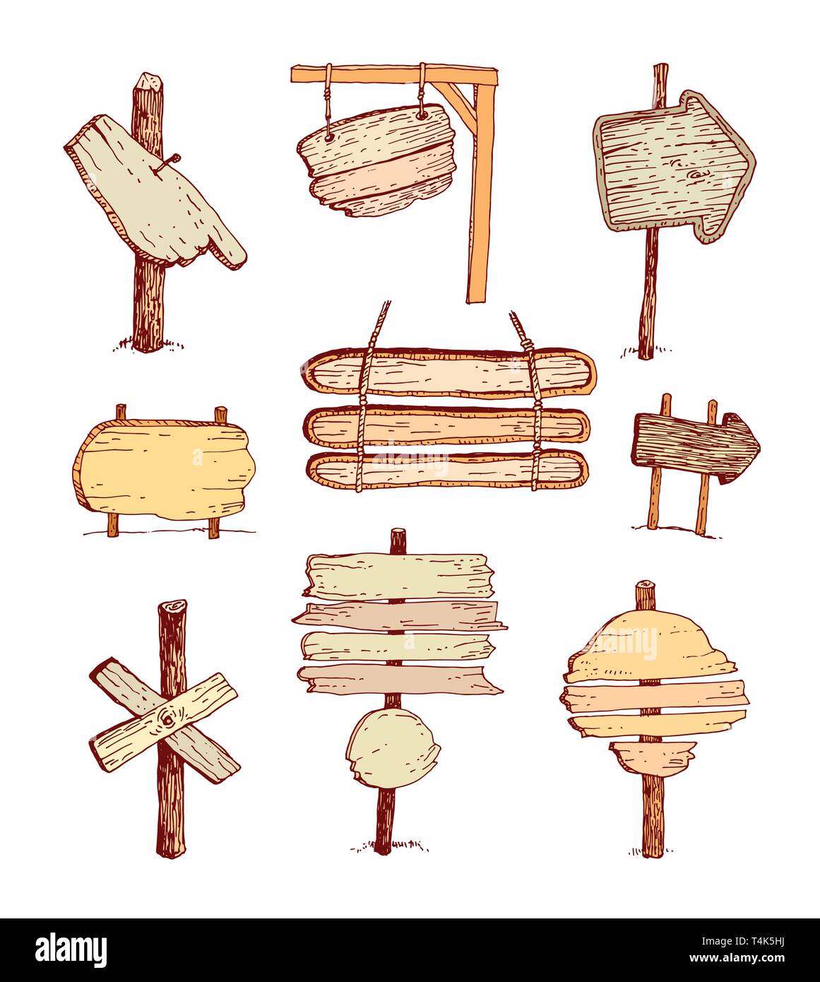 Wooden signs set . Vector illustration Stock Vector Image & Art - Alamy