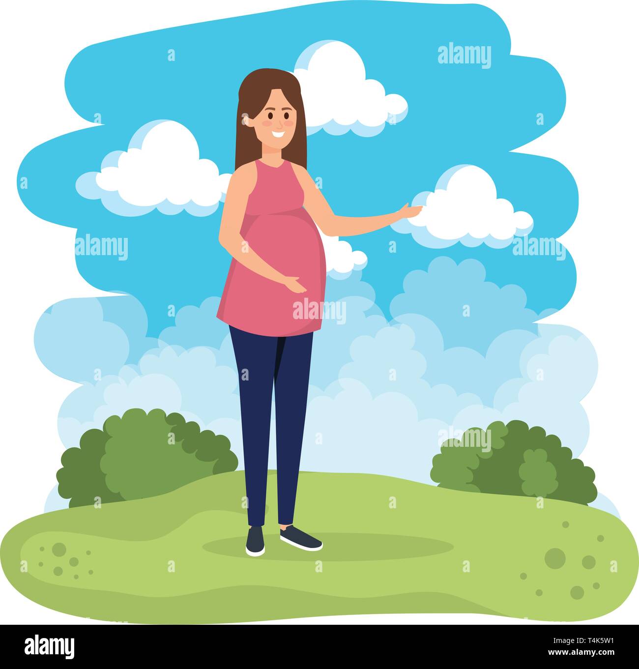 Young Pregnancy Woman In The Landscape Stock Vector Image And Art Alamy