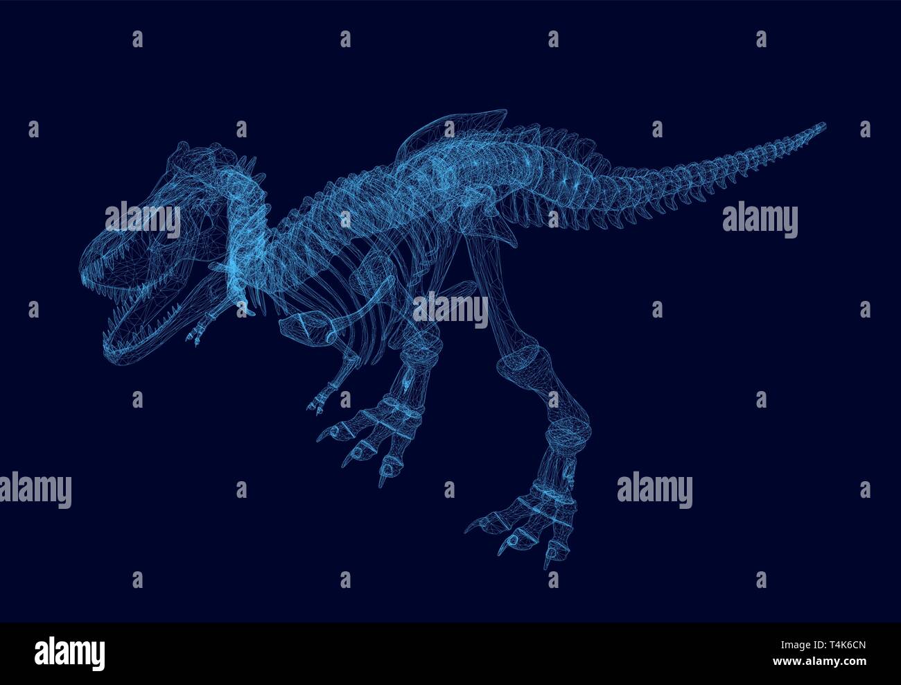 Polygonal dinosaur wireframe. Isometric view. 3D. Vector Stock Vector ...