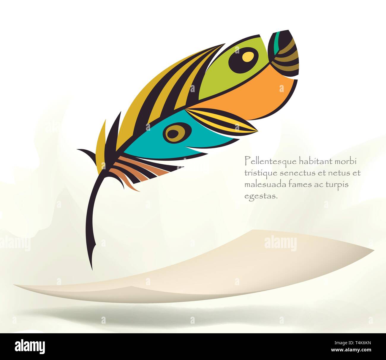 writing old colorful feather with flying paper Stock Vector Image & Art ...