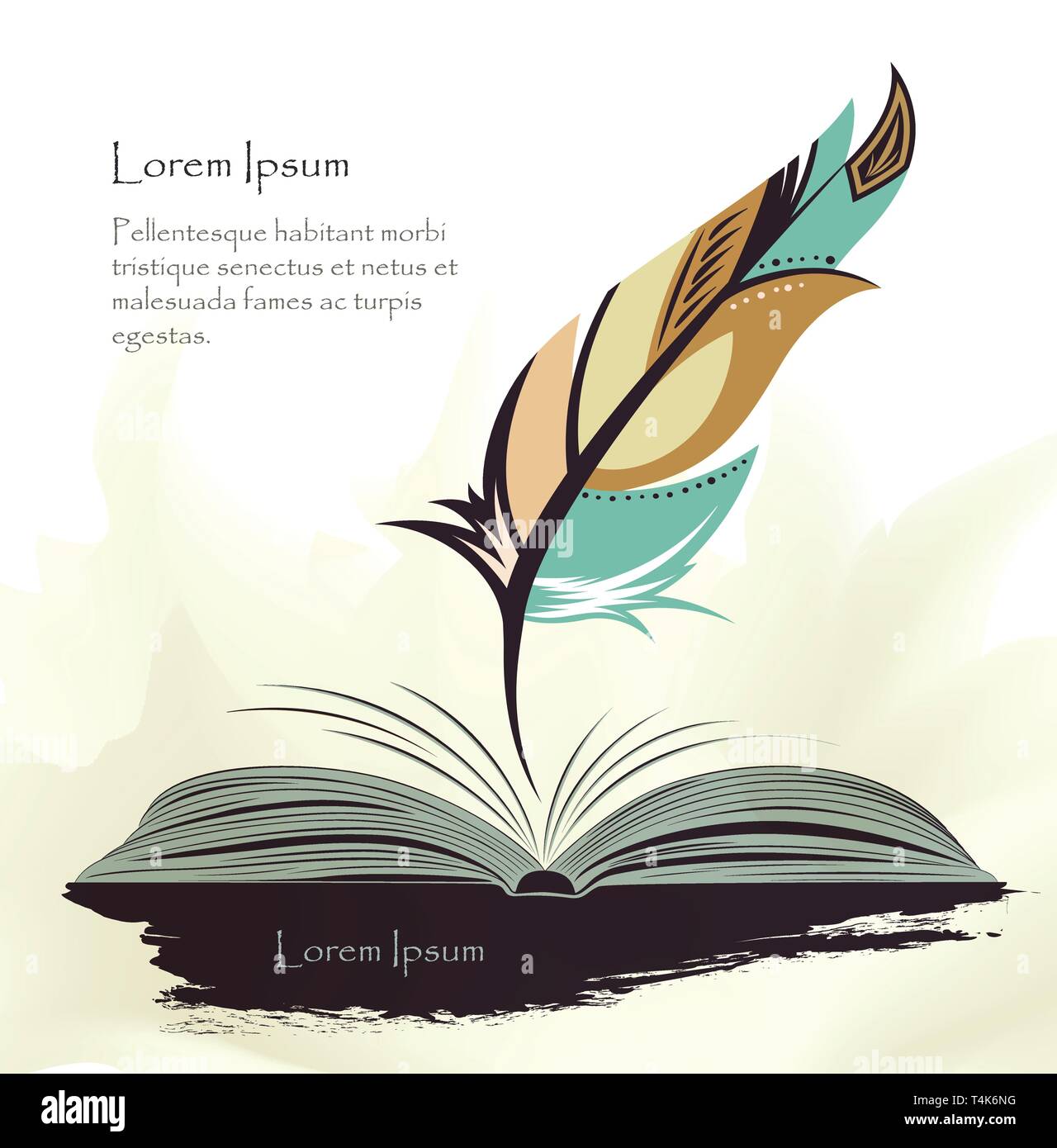 writing old pen multicolored feather with book Stock Vector Image & Art ...