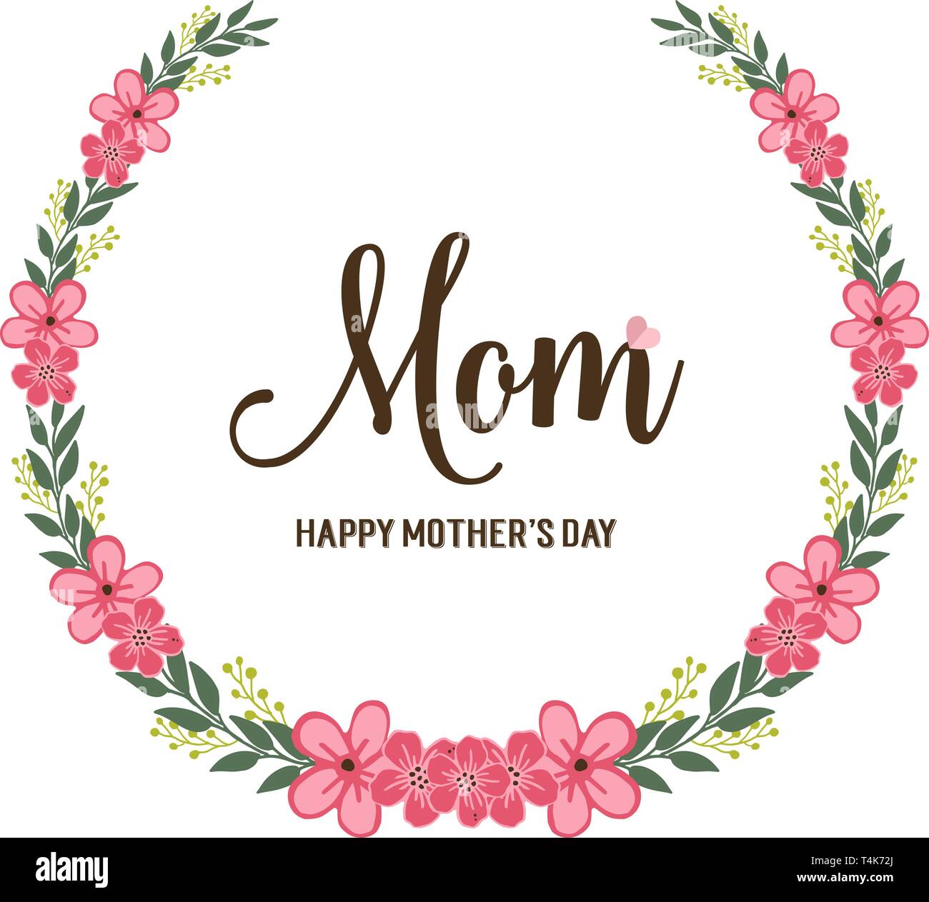 Vector illustration various shape pink flower frame for mom template ...