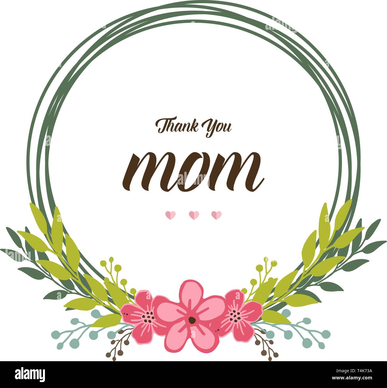 Vector illustration beautiful round leaf floral frame for happy mothers ...