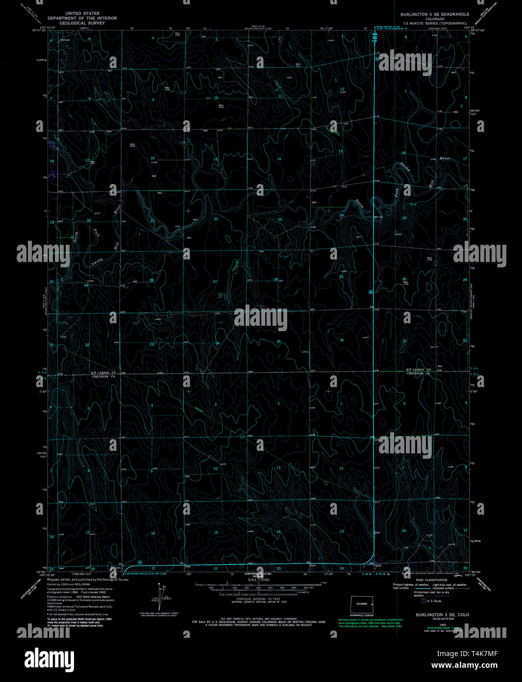 USGS TOPO Map Colorado CO Burlington 3 Se 232408 1969 24000 Inverted ...