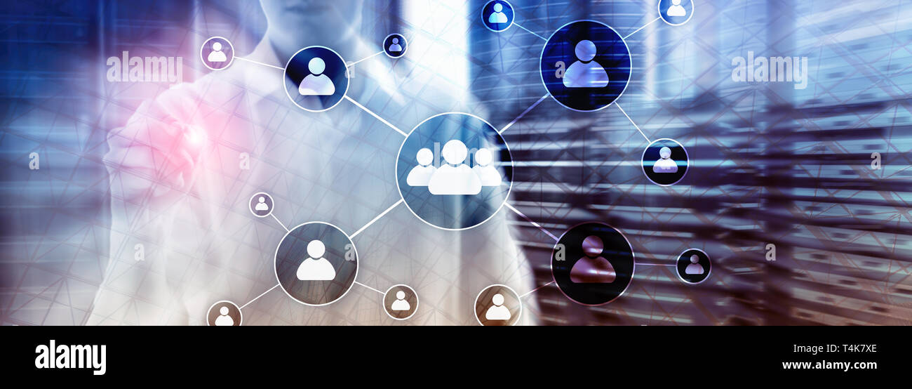 HR - Human resources management concept on blurred business center ...