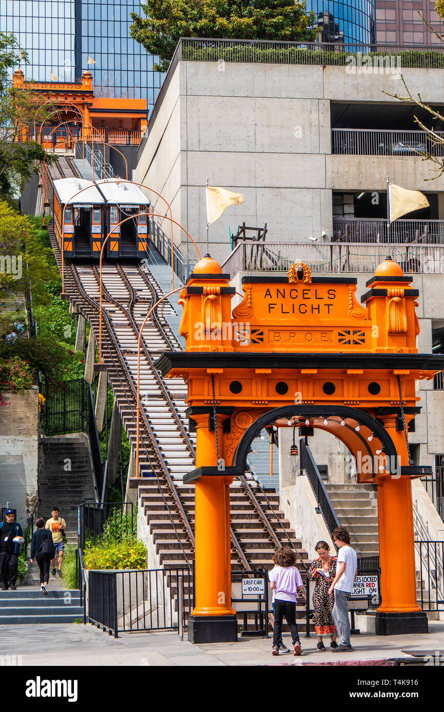 Angels Flight cable car at Downtown Los Angeles - CALIFORNIA, USA ...